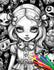 50 Ghoulish Girls Grayscale Coloring Pages Printable for Adults, PDF F ...