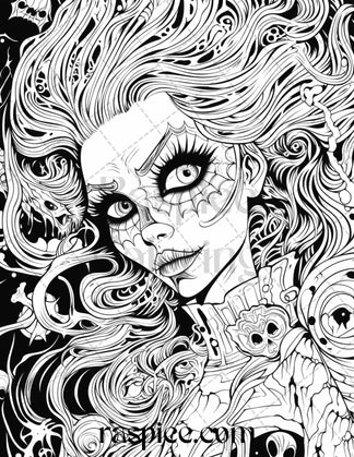 50 Spooky Miss Nightmare Grayscale Coloring Pages Printable for Adults ...