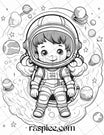 50 Cute Astronaut Adventures Coloring Pages Printable for Kids, PDF Fi ...