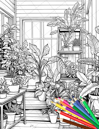 38 Indoor Houseplants Coloring Pages Printable for Adults, Grayscale C ...