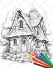40 Stone Cottage Houses Grayscale Coloring Pages Printable for Adults ...