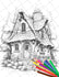 40 Stone Cottage Houses Grayscale Coloring Pages Printable for Adults ...