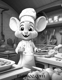 45 Mouse Chef Grayscale Coloring Pages Printable for Adults, PDF File ...