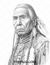 Native American Portrait Grayscale Coloring Pages Printable for Adults ...