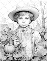 60 Victorian Autumn Portrait Grayscale Coloring Pages Printable for Ad ...