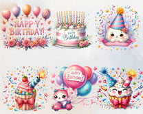 Watercolor Happy Birthday Clipart Bundle, 70 PNG High-Res Files for DI ...