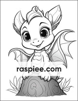 200 Woodland Baby Dragons Coloring Pages for Kids, Printable PDF Insta ...