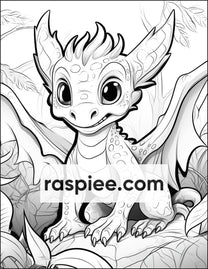200 Woodland Baby Dragons Coloring Pages for Kids, Printable PDF Insta ...