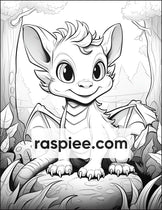 200 Woodland Baby Dragons Coloring Pages for Kids, Printable PDF Insta ...