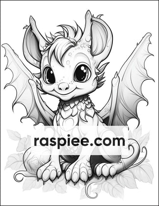 200 Woodland Baby Dragons Coloring Pages for Kids, Printable PDF Insta ...