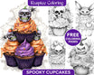 Free Halloween Spooky Cupcakes Grayscale Coloring Pages Printable for ...