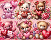 Adorable Valentine's Day Teddy Bears Clip Art, 51 PNG High-Res Files f ...