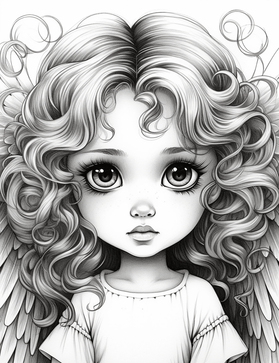 Free Angel Baby Grayscale Coloring Pages Printable for Adults Kids, PD ...