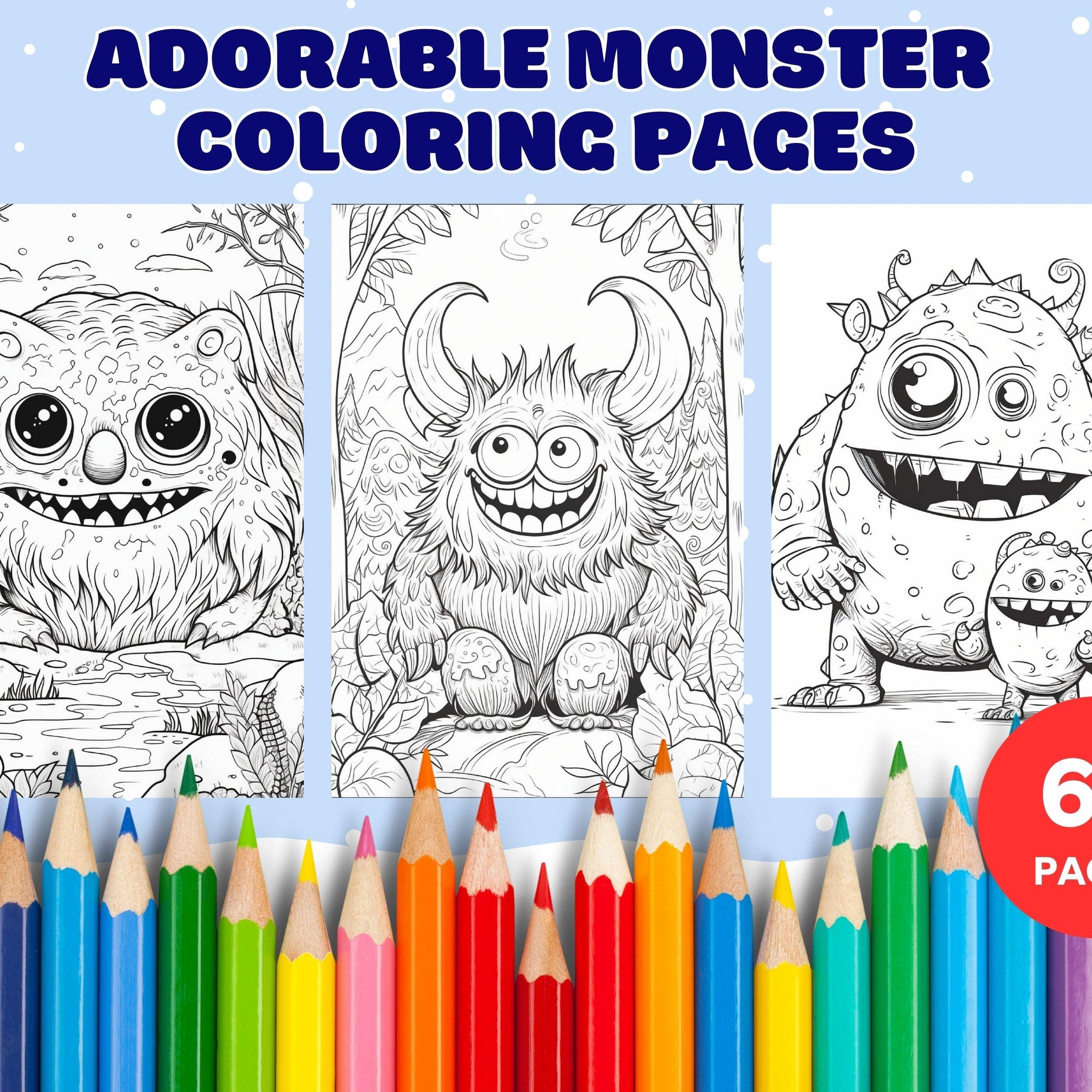 Monster With Pencil Coloring Pages
