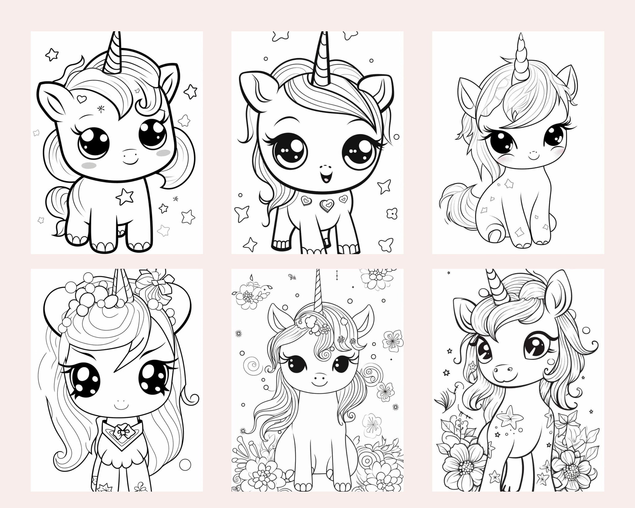 80 Cute Unicorn Printable Coloring Pages for Kids, Printable PDF File ...
