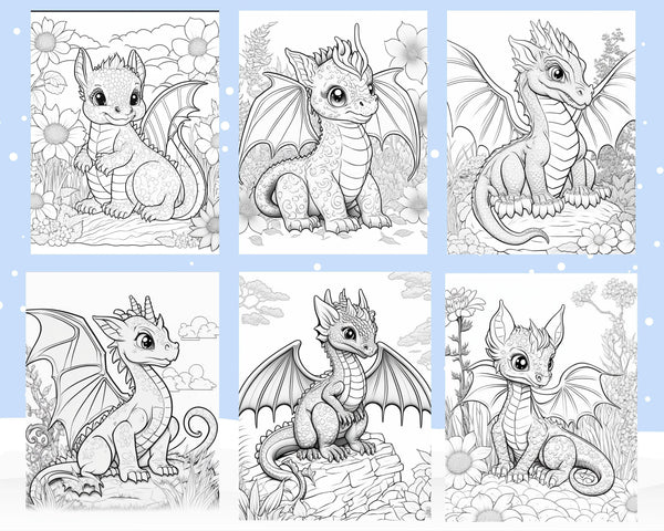 100 Adorable Dragon Printable Coloring Pages for Kids, Printable PDF F ...